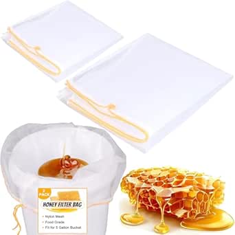 Amazon.com: Honey Filter Bag, 2 Pcs Ultra-Fine Food Grade Mesh Nylon ...