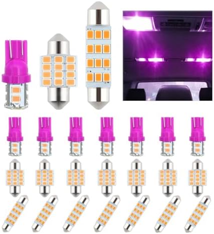 Amazon.com: GLSOWEE 24PCS Dome Lights Car LED Bulb Kit Set, T10 31mm ...