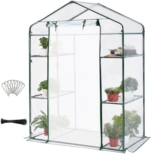 Amazon.com : Outsunny Outdoor Walk-in Mini Greenhouse with Mesh Door ...