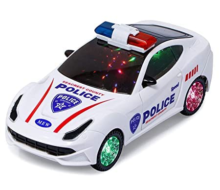 Police Car with 3D Flashing Light & Sound 360 Degree Rotating Bump and ...