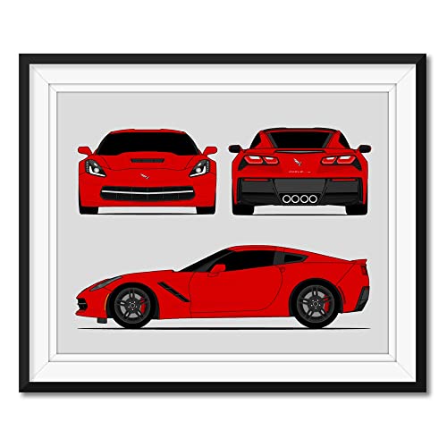 Amazon.com: Custom Car Posters Chevy Corvette C7 Z51 Stingray (2014 ...