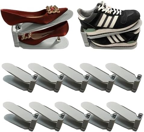 bretoes 10 Pieces Shoe Slot Adjuster, Double Layer Adjustable Shoe Rack ...