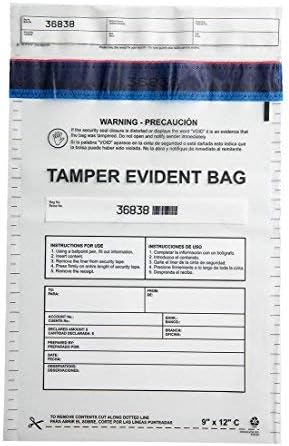 US PACK SMART 9”x12" Clear Plastic Deposit Bags with Security Tape ...