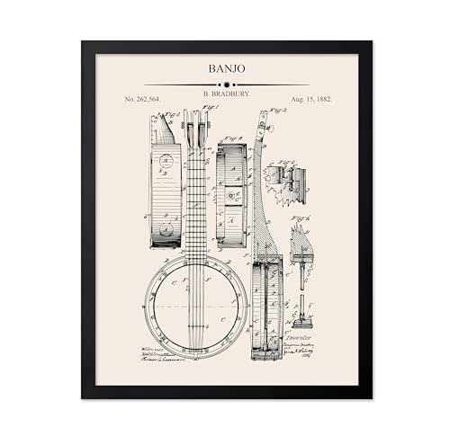 Amazon.com: Monem Art Banjo Blueprint Poster - Banjo Patent Print ...