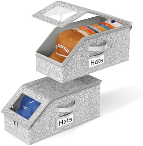 Amazon.com: AOODA 2 PCS Stackable Hat Storage for Baseball Caps, Holds ...