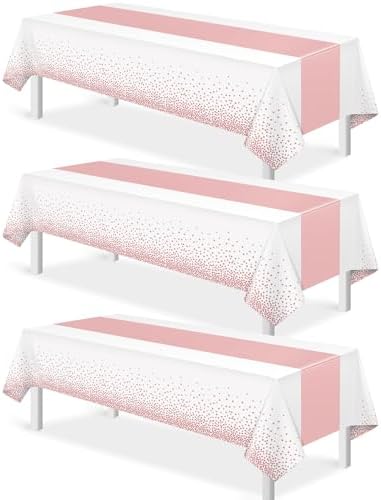Amazon.com: 12 Pack Disposable Plastic Tablecloths and Satin Table ...