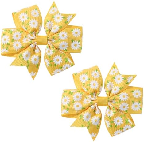 Amazon.com: KOLONAMS Flower Hair Clip Yellow Daisy Bows Clip for Girls ...