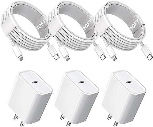 Amazon.com: 3Pack 10ft iPhone Charger Fast Charging Block,MFi Certified ...