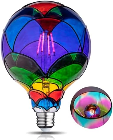 CybaaLuxzus Stained Glass Light Bulb,Rainbow Painted Light Bulb,Mosaic ...