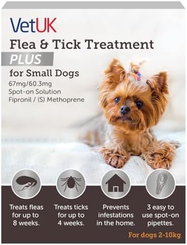 VetUK Flea and Tick Treatment Plus for Small Dogs (3 Pipettes) : Amazon ...