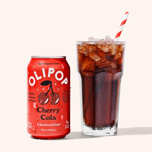 Snapklik.com : OLIPOP Prebiotic Soda Pop, Cherry Cola, Prebiotics, Botanicals, Plant Fiber, 12 Fl Oz