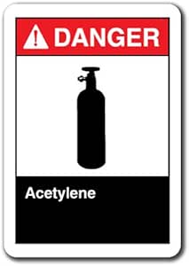 Danger Sign - Acetylene 7"X10" Plastic Safety Sign ANSI OSHA: Buy ...