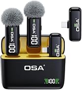 OSA Microfono Wireless da 2 Pezzi per iPhone iPad con Custodia di ...