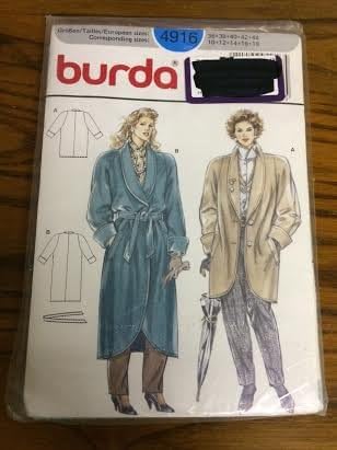 Amazon.com: Burda 4916 Sewing Pattern, Misses' Lined Coats, Size 10,12 ...