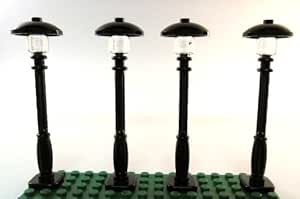 LEGO 4 St ck City Laterne mit Lampenschirm 3x3 Noppen in Schwarz. Neuware ohne ...