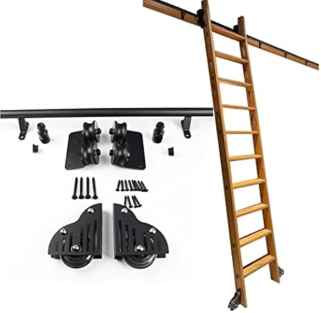 Rolling Library Ladder Hardware Kit - Carbon Steel Sliding Rail Track ...