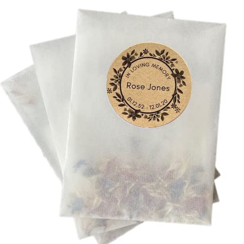 10 Funeral Seed Packets Favours, Personalised Remembrance Wildflower ...