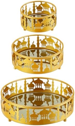 2 Pcs Eid Mubarak Moon Star Dinner Plate Tray Ramadan Serving Tray ...