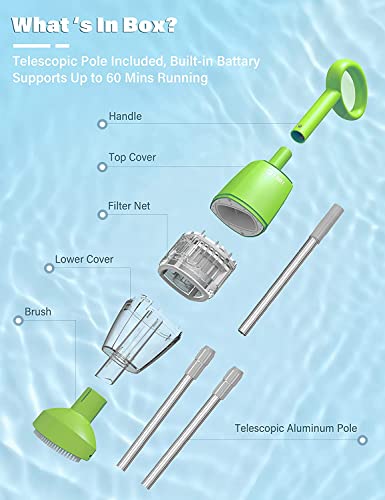 WYBOT Cordless Pool Vacuum Cleaner, Running Time 60 Min, Whirlpool ...