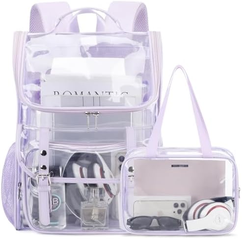 Amazon.com | DIGOBAY Clear Backpack with Clear Bag Set, Leather Clear ...
