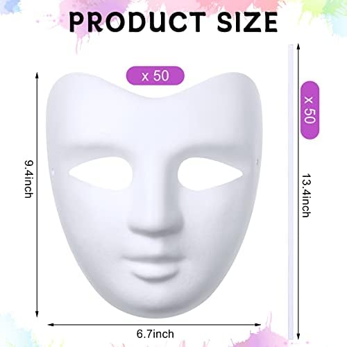 Amazon.com: 50 Pieces White Craft Mask Paper Mache Mask White DIY Mask ...