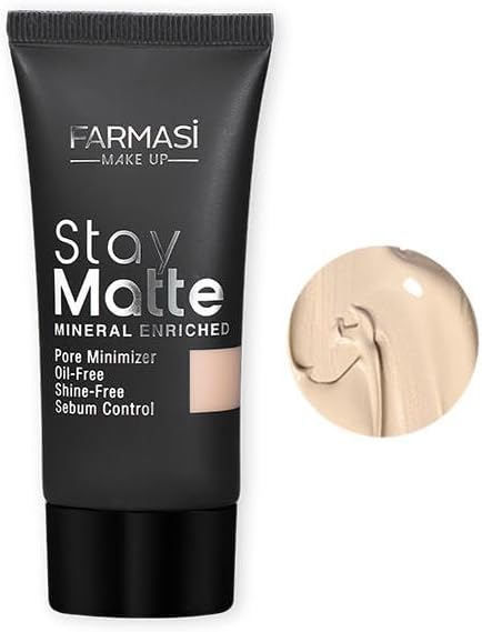 Amazon.com : Farmasi Stay Matte Foundation 02-PORCELAIN - Matte Finish ...