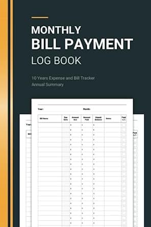 Amazon.com: Monthly Bill Payment Log Book: Simple Monthly Bill Payment ...