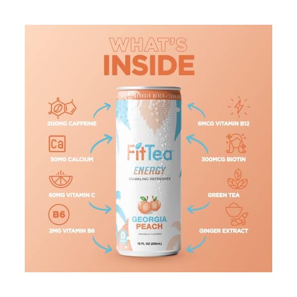 FitTea Healthy Energy Drink 12 Fl Oz - Georgia Peach Pre Workout ...