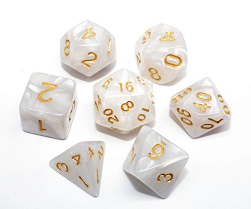 Snapklik.com : DND Dice Set Pearl White RPG 7-Die Dice Set Fit Dungeons ...