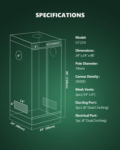 STAYGROW 2000D 2x2 Grow Tent with Full View Transparent Door, Industry ...