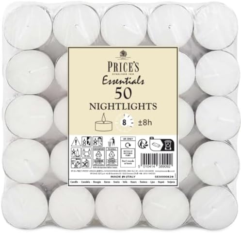 Price's Candles 50 Pack 8 Hour Tea Lights | Clean Vegan & Kosher ...