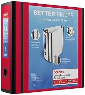 Amazon.com : Staples 4-inch 3-Ring Better Binder, Red, 2/Pack (ST55815-CCVS) : Office Products