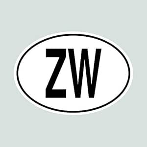 Amazon.com: ZW Zimbabwe Country Code Oval Sticker Decal Vinyl Made in ...