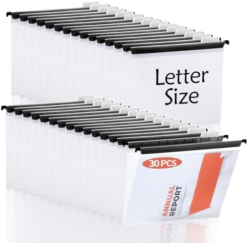 Amazon.com : 30 Pieces Clear Hanging File Folders Letter Size with Tabs ...