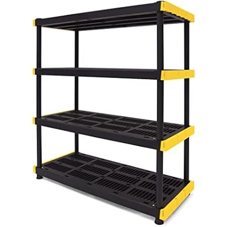 Amazon.com: CX Black & Yellow®, 4-Tier Heavy Duty Plastic Storage ...