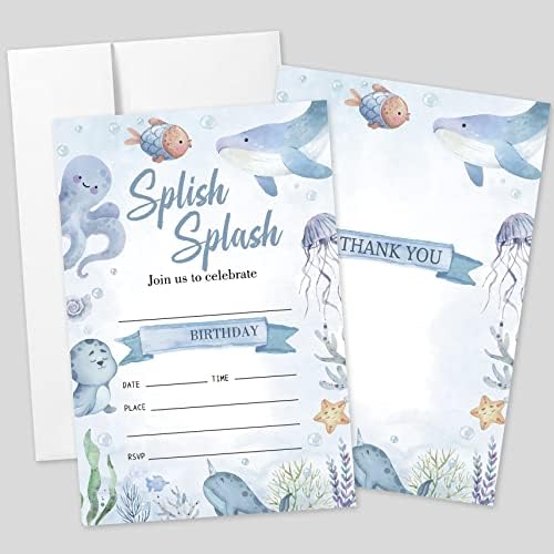 Amazon.com: 20 Sets Splish Splash Birthday Invitations With Envelopes ...