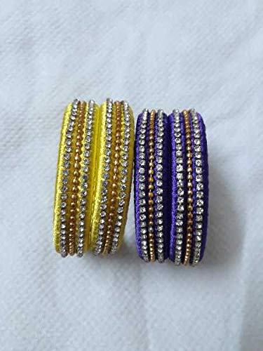 Buy Violet and Lemon Yellow Silk Thread Bangles Online at Low Prices in ...