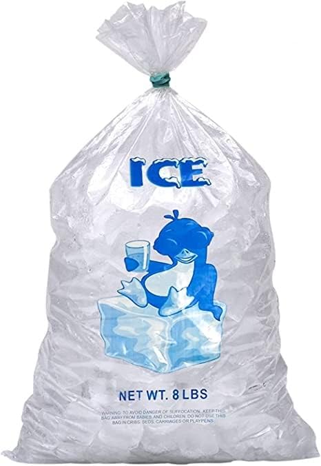 Amazon.com: 8LB Clear Plastic Ice Bags - 100 Bags per case - 10"x22 ...