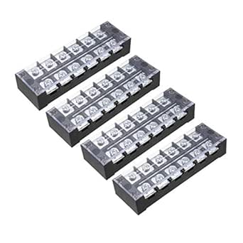 uxcell 4 Pcs 6 Positions Dual Rows 600V 45A Cable Barrier Block ...