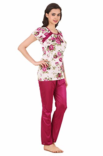 Buy Masha Women's Satin-Night Suit Maroon at Amazon.in