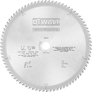 DEWALT DW7649 80T Fine Crosscut Blade, 12-Inch - Circular Saw Blades ...