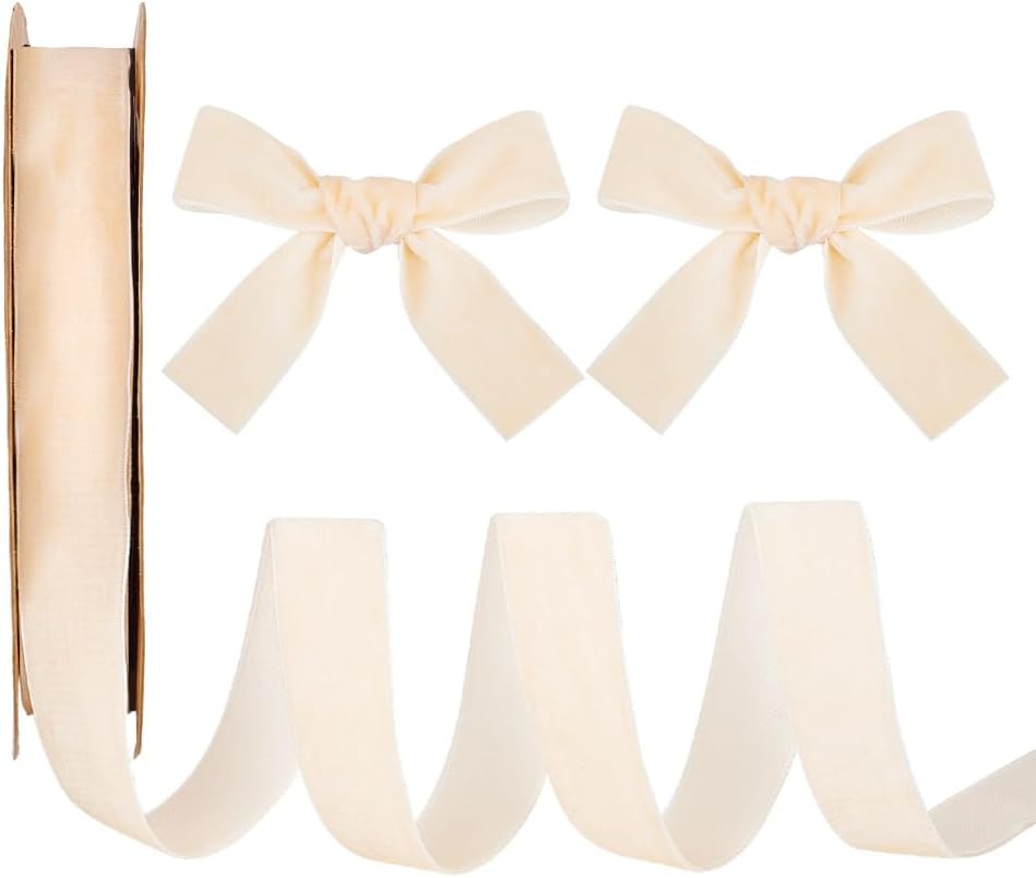 Amazon.com: May Arts PV-1-09 Buttercream Ivory 3/8" Velvet Woven Ribbon ...