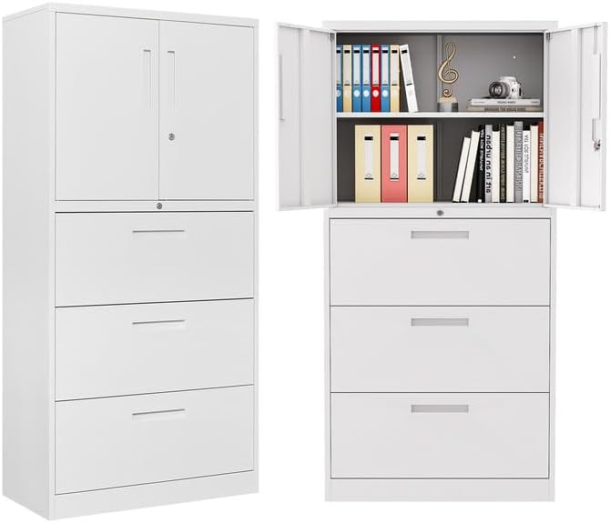Amazon.com: AFAIF Metal File Cabinets, Lateral Filing Cabinet with 3 ...