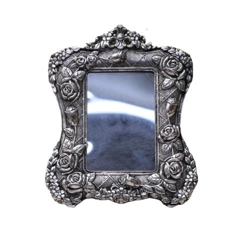 KridayKraft Aluminium Rose Flower Photo Frame with Silver-Plated Design ...