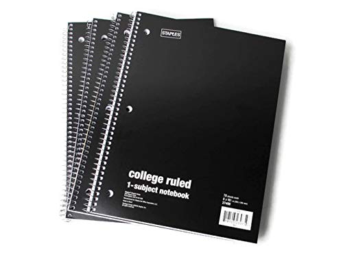 Staples Spiral Notebook 1-subject, 70-count, College Ruled,Same Color 4 ...