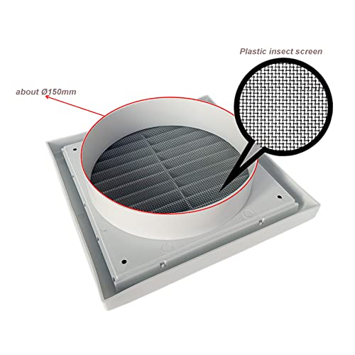 GEFONG Plastic Louvred Wall Grille 6 inch 150mm with Insect Screen for ...