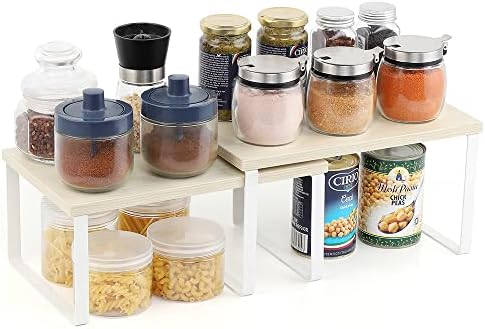 4-Pack Bamboo Kitchen Shelf Organizer for Cabinet, Expandable ...