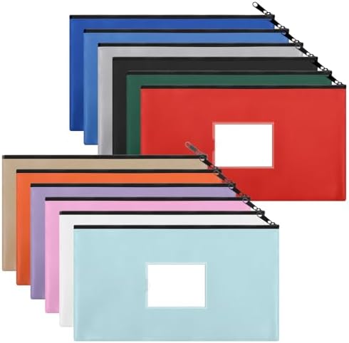 Amazon.com: 12 Pack Money Bags with Zipper, PU Leather Cash Pouches ...