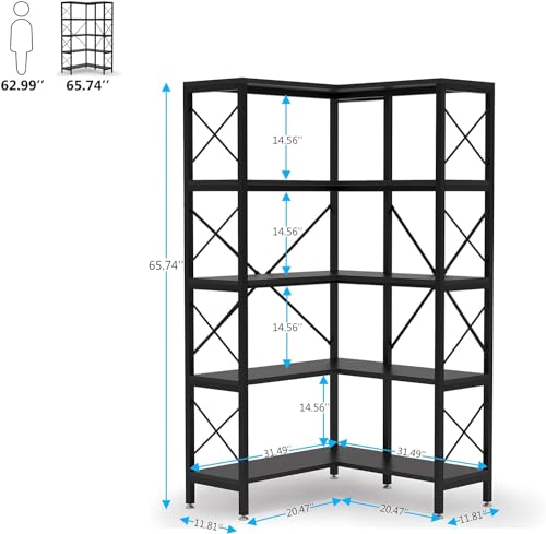 Snapklik.com : Tribesigns 5-Shelf Corner Bookshelf, Large Modern Corner ...