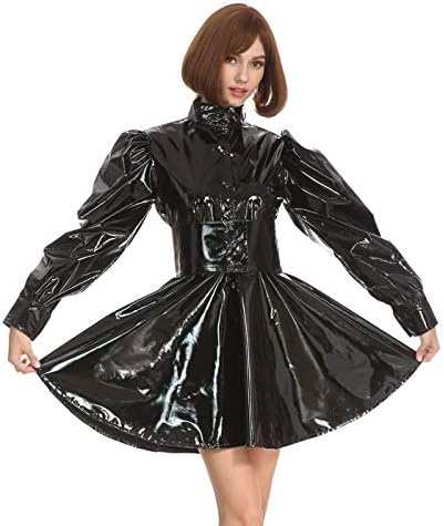 GOceBaby Women's Sissy Gothic Punk Black PVC Ball Gown Dress Uniform ...